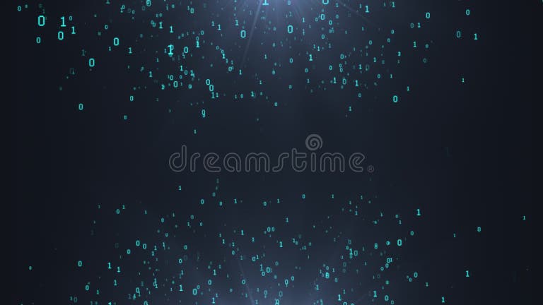 Futuristic Space Background with Light and Binary Code, Composed by a Sequence of Zero and One ...