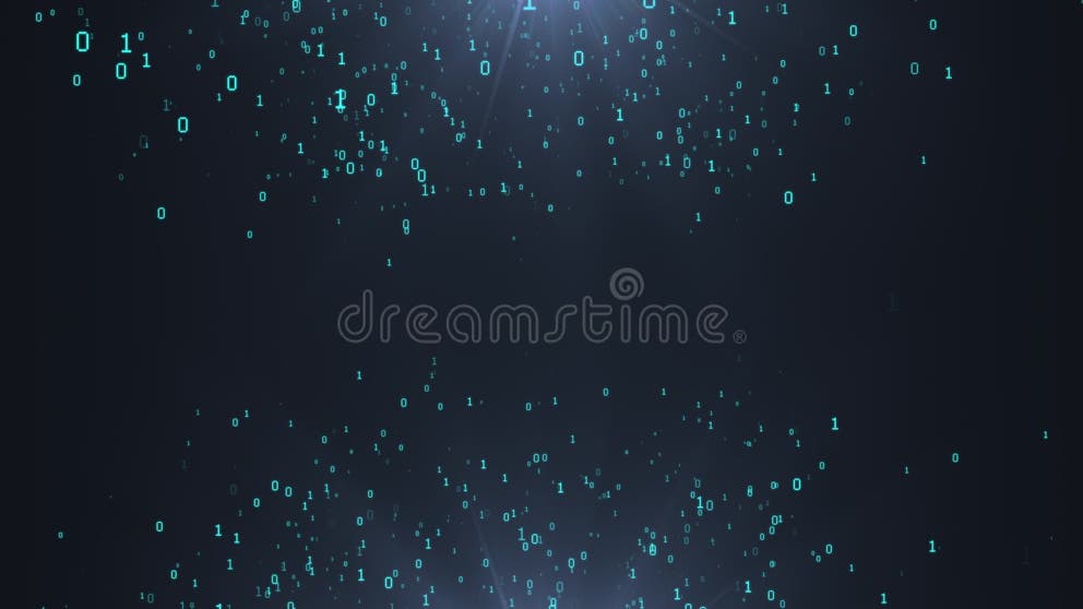 Futuristic Space Background with Light and Binary Code, Composed by a Sequence of Zero and One ...