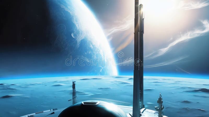 Futuristic Space Base Orbiting a Remote and Mysterious Planet in Space ...