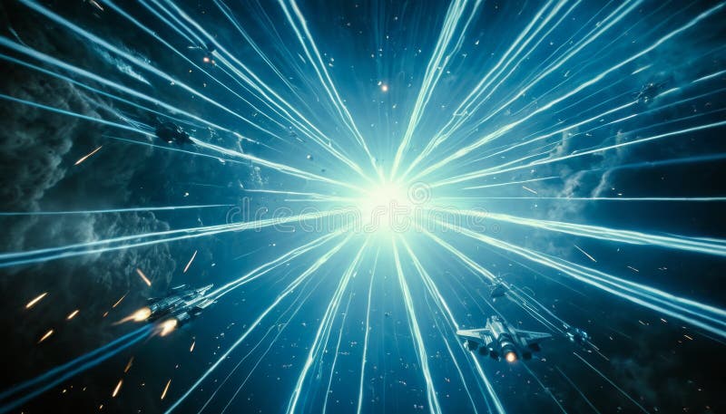 Futuristic Space Battle with Intense Energy Explosion Stock Photo ...
