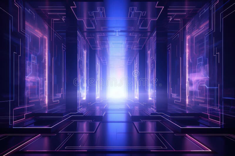 A Futuristic Space with a Blue Light Shining Down on it Stock ...