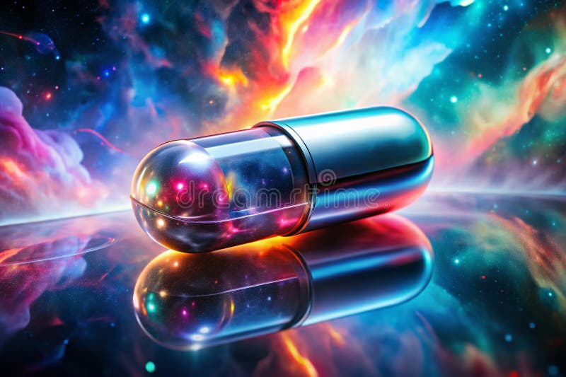 A Futuristic Space Capsule Soars through a Vibrant Cosmic Nebula a ...