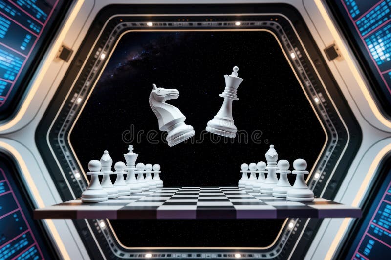 Futuristic Space Chess Game: Floating Pieces in Sci-fi Setting with ...
