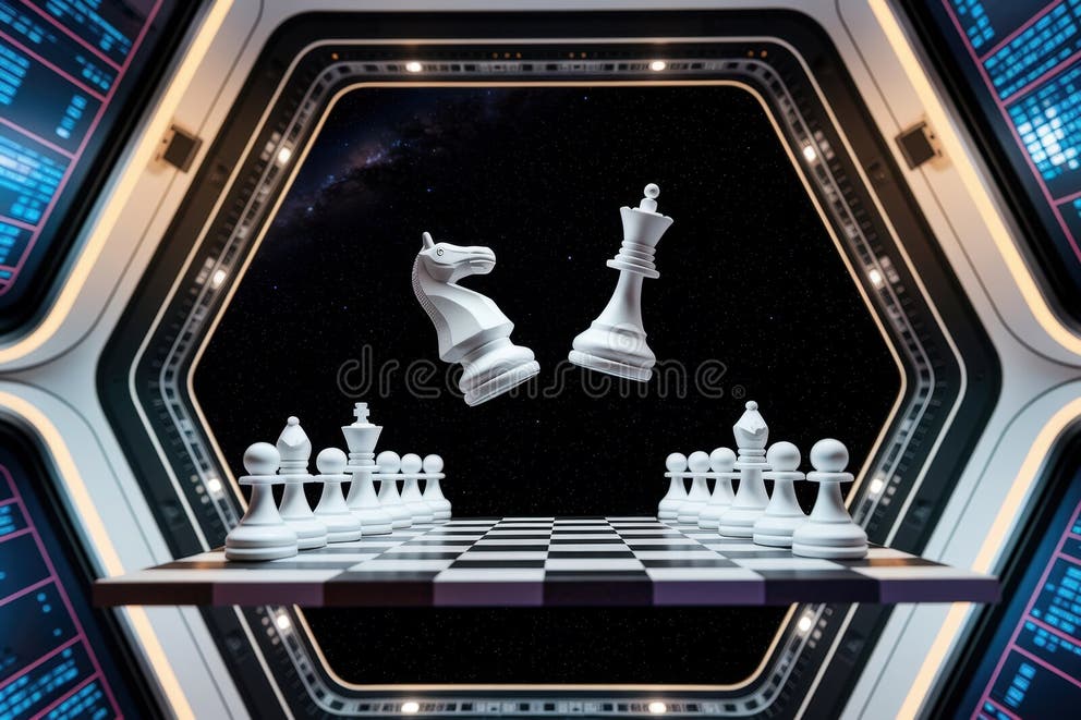 Futuristic Space Chess Game: Floating Pieces in Sci-fi Setting with ...