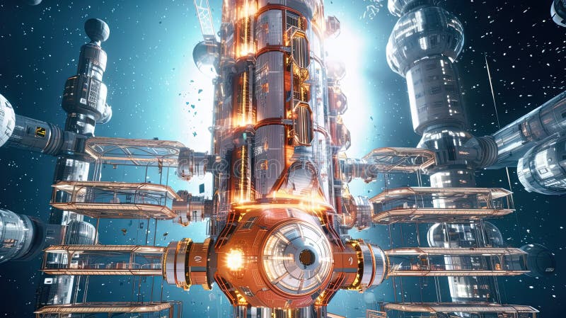 Futuristic Space City with Elevated Walkways, Sci-fi Architecture and ...