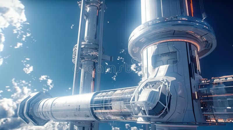 Futuristic Space City with Elevated Walkways, Sci-fi Architecture and ...