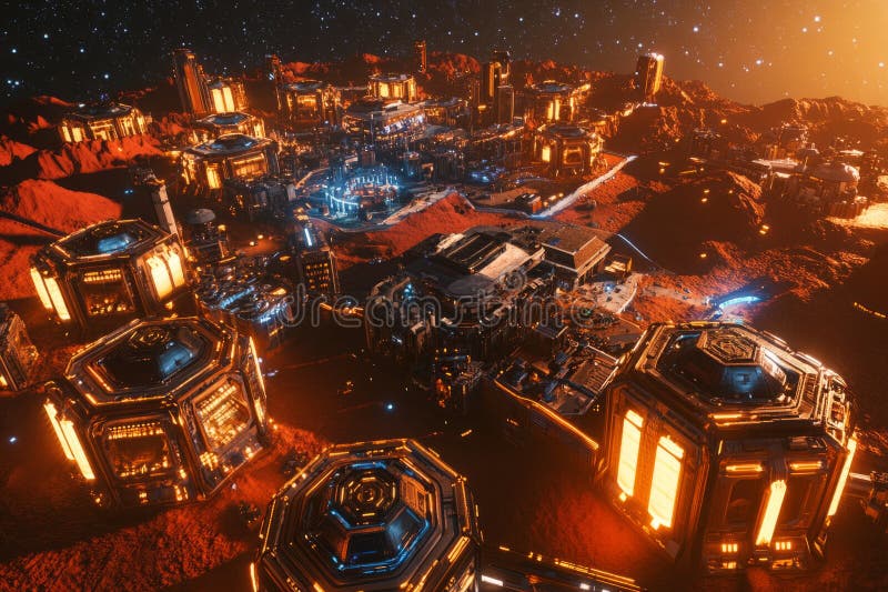 A Futuristic Space Colony with Massive Hexagonal Habitat Modules ...