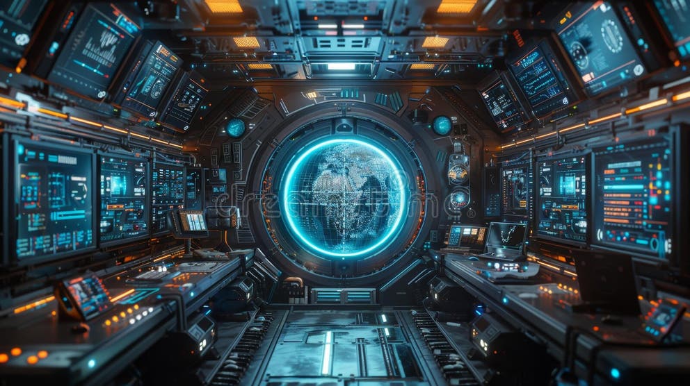 Futuristic Space Command Center with Advanced Technology - Generative ...