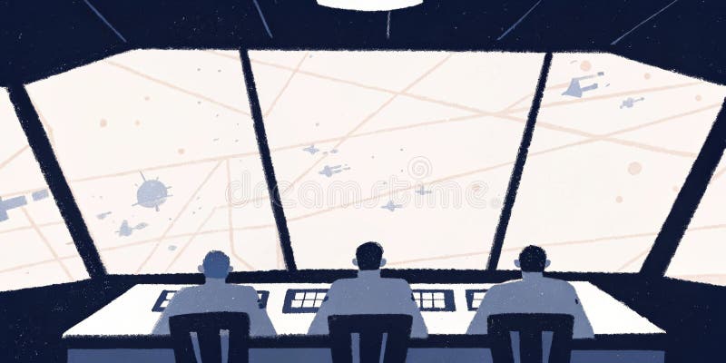 Futuristic Space Command Center with Strategic Operations Crew Stock ...