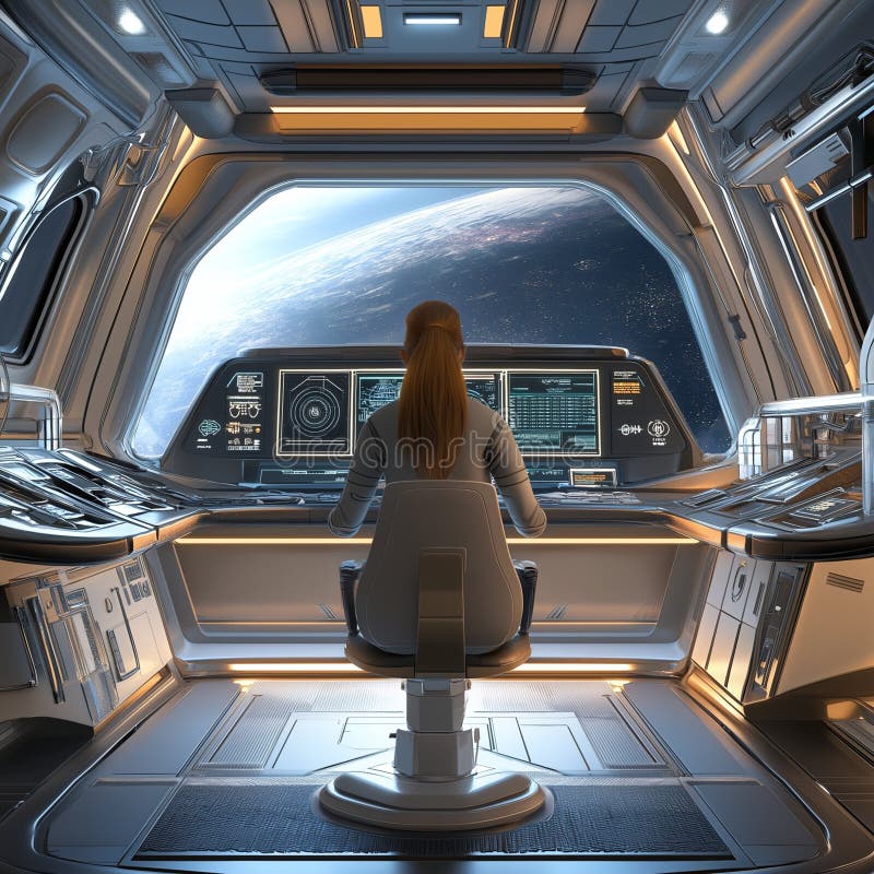 Futuristic Space Command stock illustration. Illustration of dashboard - 354129006