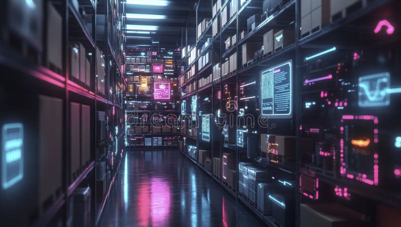 Futuristic Space in Cyberpunk. Simple AI Generated Vector Illustration ...