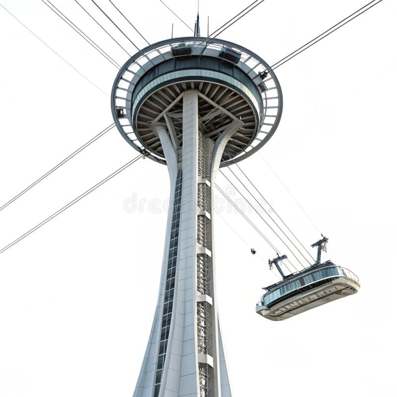 Futuristic Space Elevator Isolated on White Background Stock ...