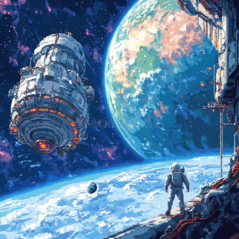 Futuristic Space Exploration with Planetary Background and Astronaut ...