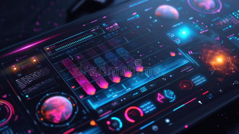 Futuristic Space Exploration Progress Tracker on Neon-Lit Tablet ...