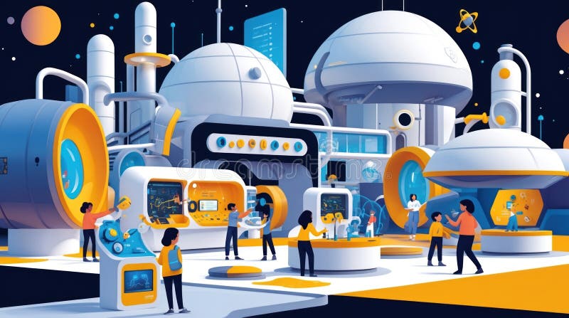 Futuristic Space Exploration and Technology Exhibition Stock ...