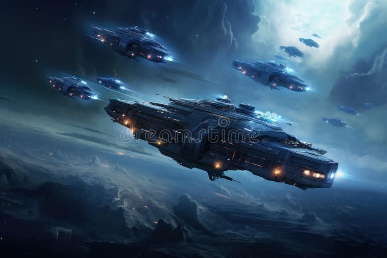 Futuristic Space Fleet. Generate Ai Stock Illustration - Illustration of generated ...