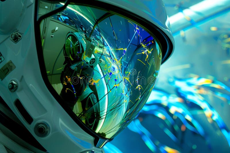 Futuristic Space Helmet Reflecting Particle Accelerator Stock Image ...
