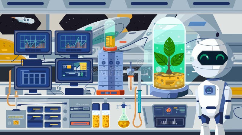 Futuristic Space Laboratory with Robot and Plant Growth Technology ...