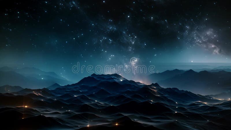 Futuristic Space Landscape with Mountains and Stars. 3D Rendering ...