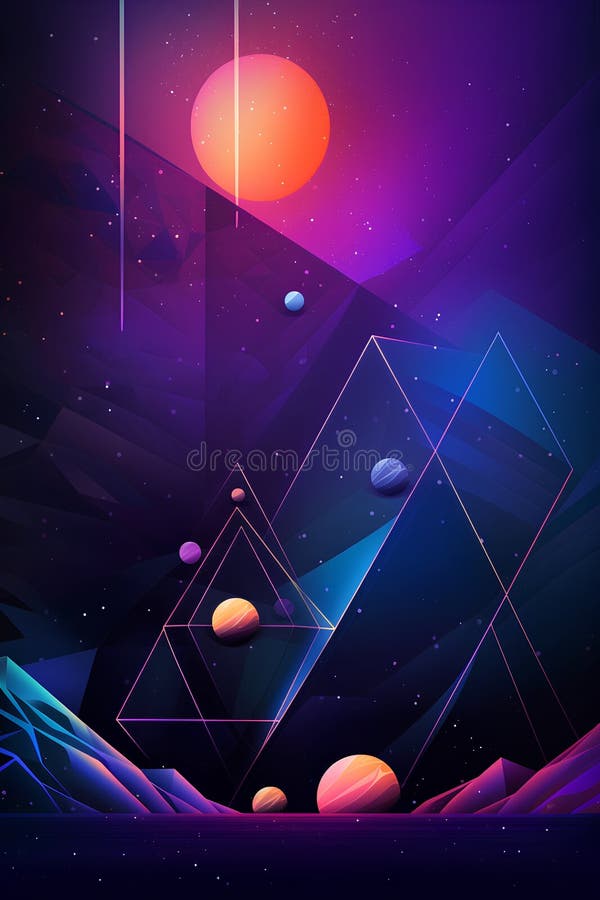 Futuristic Space Landscape with Planets, Stars and Galaxy. Vector ...