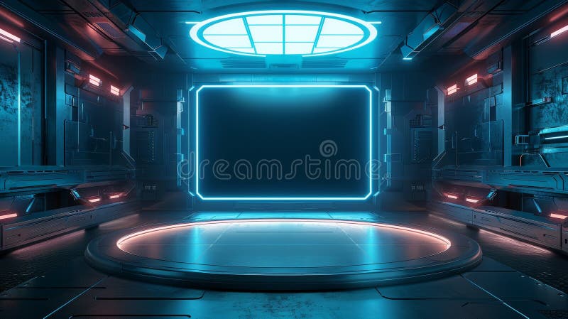 A Futuristic Space with a Large, Empty Screen. Technology Background ...