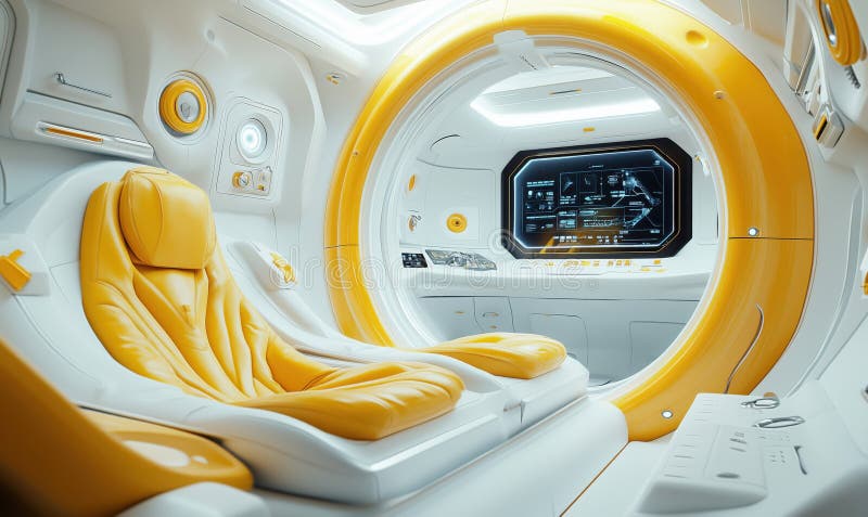 Futuristic Space Pod Interior Sleek Design Advanced Technology Features ...