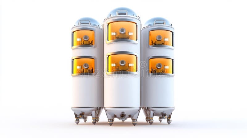 Futuristic Space Capsule Pods with Orange Windows and Sleek Design ...