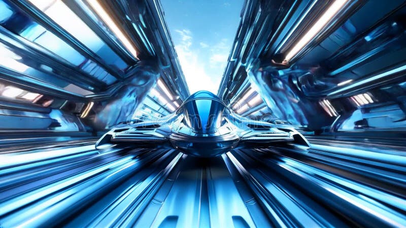 Futuristic Space Port with Advanced Spacecraft Ready for Launch Stock ...