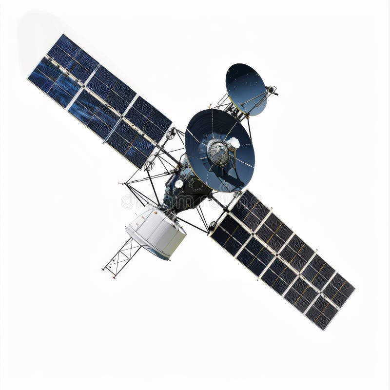 Futuristic Space Satellite on Isolated Background. High-Tech ...