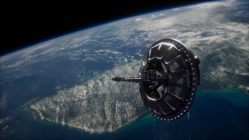 Futuristic Space Satellite Orbiting the Earth Stock Footage - Video of ...