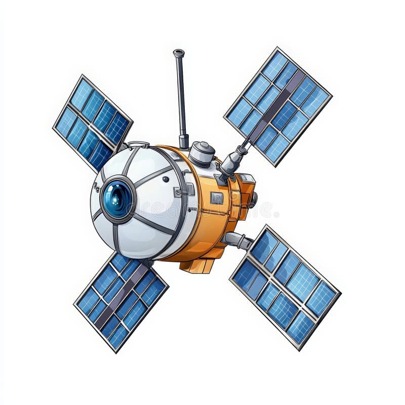 Futuristic Space Satellite with Solar Panels and HighTech Features in a ...
