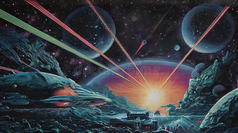 Futuristic Space Scene with a Rocky Extraterrestrial Landscape and ...