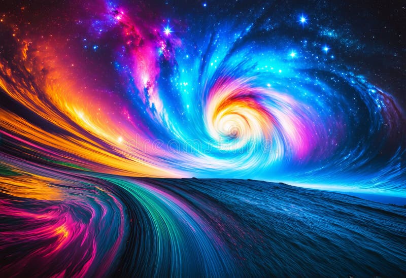 Futuristic Space Scene with Star and Nebula. Computer Generated ...