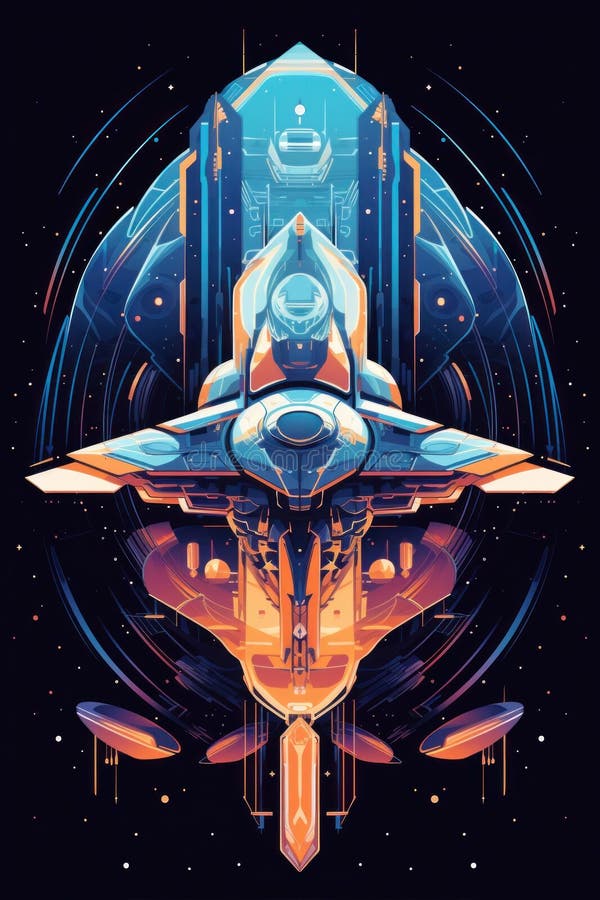 A Futuristic Space Ship in the Middle of the Night. Generative AI Image ...