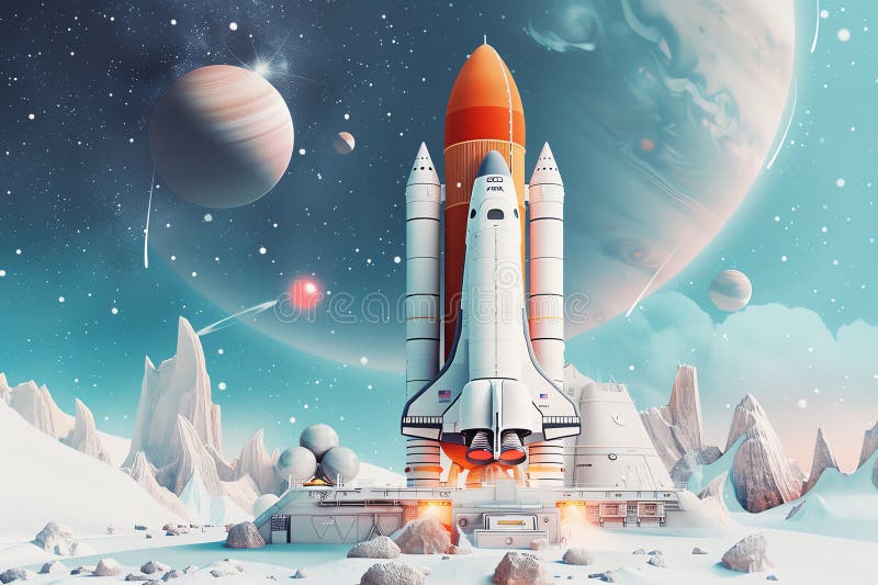 Futuristic Space Shuttle Launching from an Extraterrestrial Planet with ...