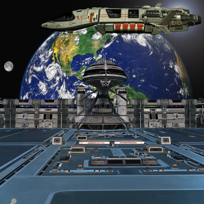 Futuristic space station stock illustration. Illustration of science ...