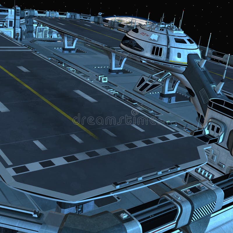 Futuristic space station stock illustration. Illustration of design ...