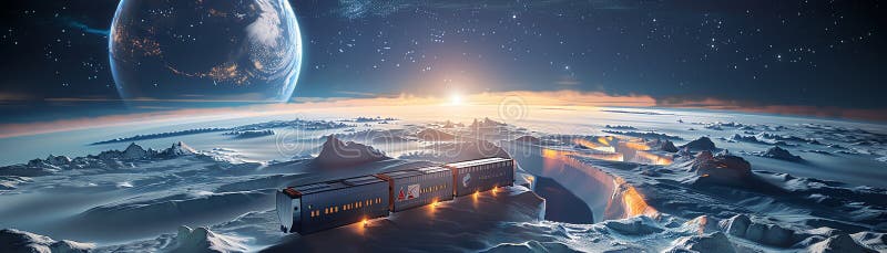 Futuristic Space Station on an Alien Planet with a Distant View of ...