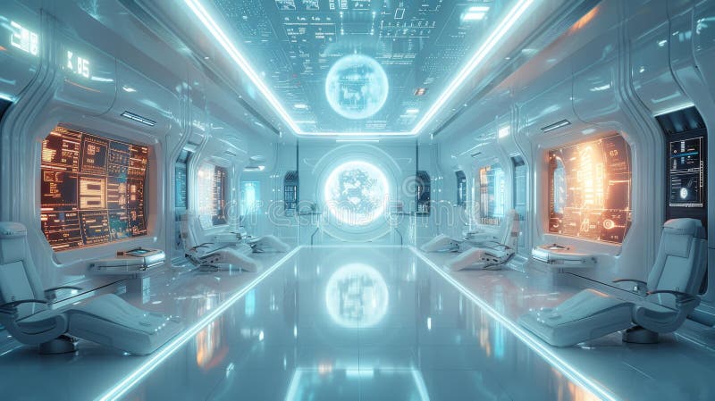 Futuristic Space Station Command Center - Generative AI Stock ...