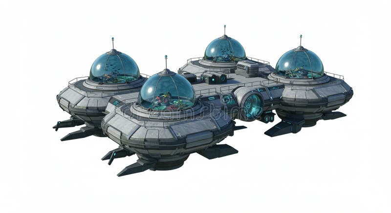 A Futuristic Space Station Concept Featuring Four Connected Modules ...