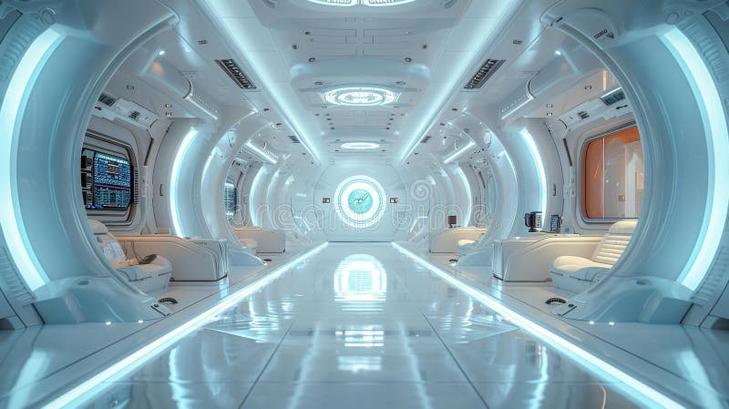 Futuristic Space Station Corridor - Generative Ai Stock Illustration ...