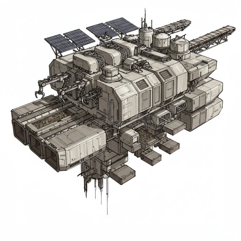 Modular Space Structures Stock Illustrations – 347 Modular Space ...
