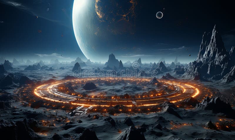 Futuristic Space Station Drifting through the Boundless Expanse Stock ...