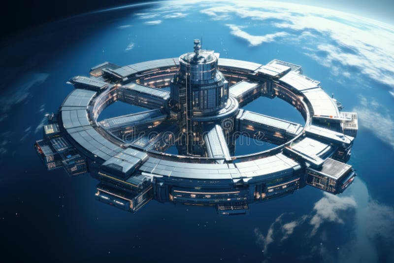 Futuristic Space Station Earth. Generate Ai Stock Photo - Image of ...