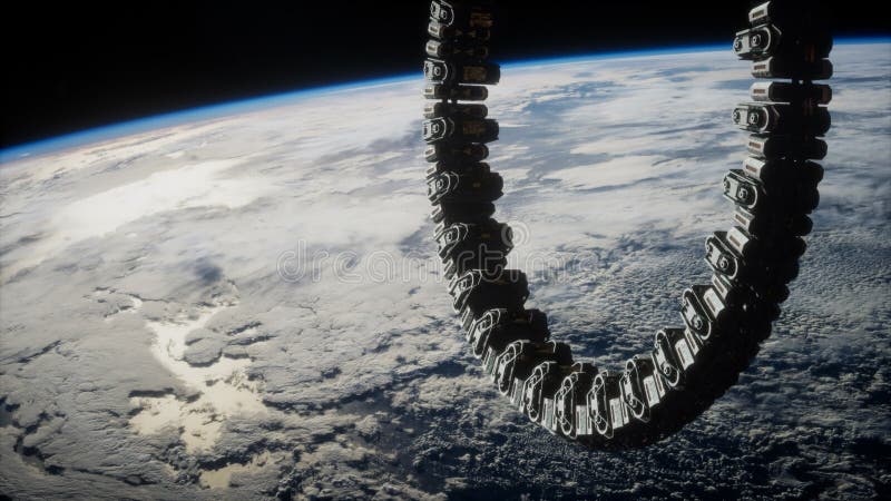 Futuristic Space Satellite Orbiting the Earth Stock Video - Video of ...