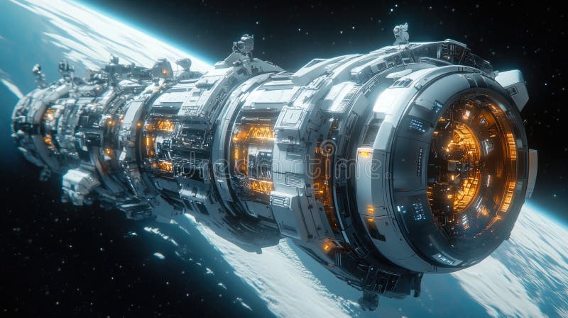 A Futuristic Space Station Embedded in the Earth S Surface Stock Photo ...