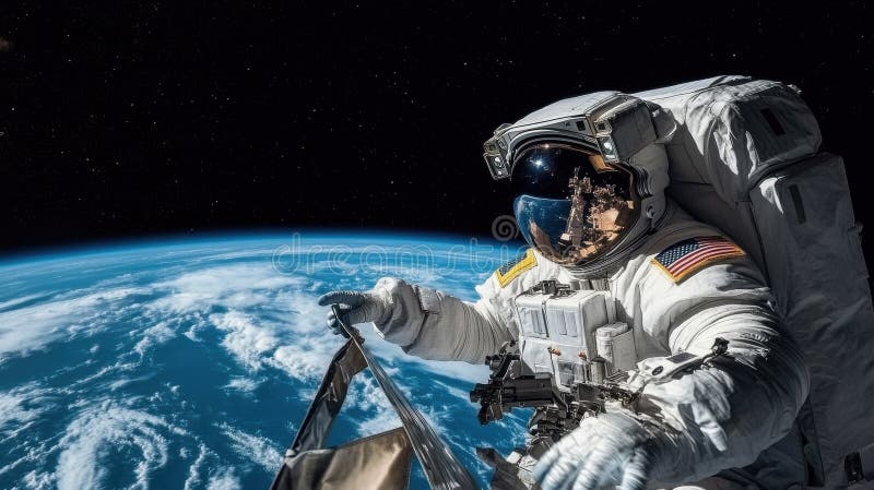 Futuristic Space Station, Equipped with Solar Panels and a Circular ...