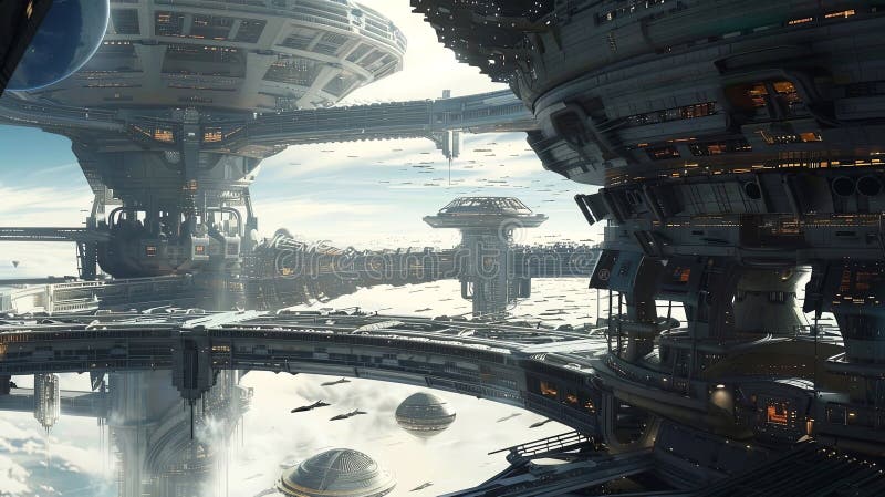 Futuristic Space Station Floating Amidst the Stars, Showcasing Advanced ...