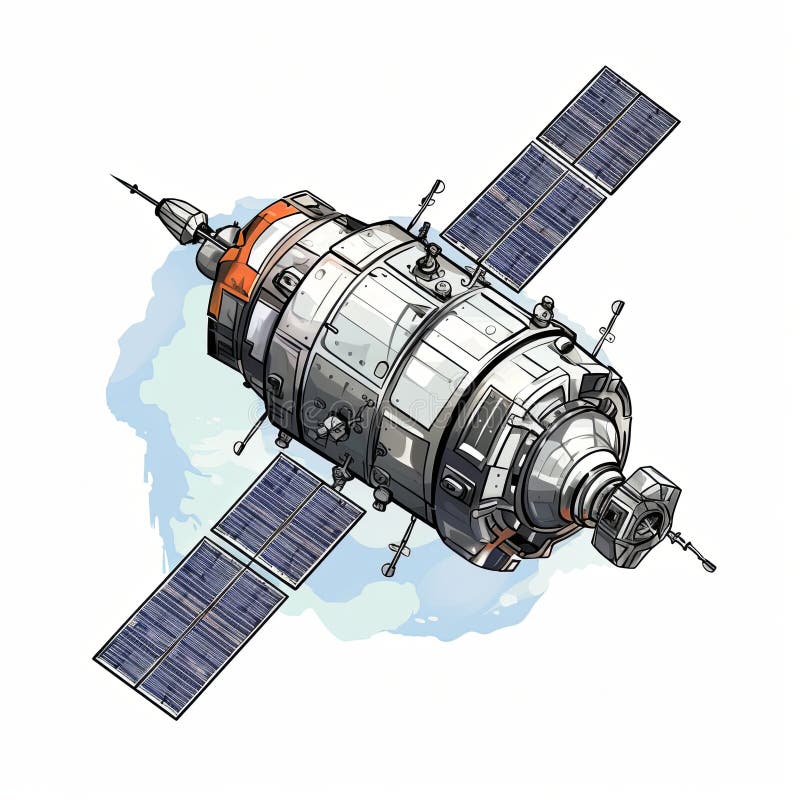 Futuristic Space Station Illustration with Solar Panels for Educational and Sci-Fi Projects ...