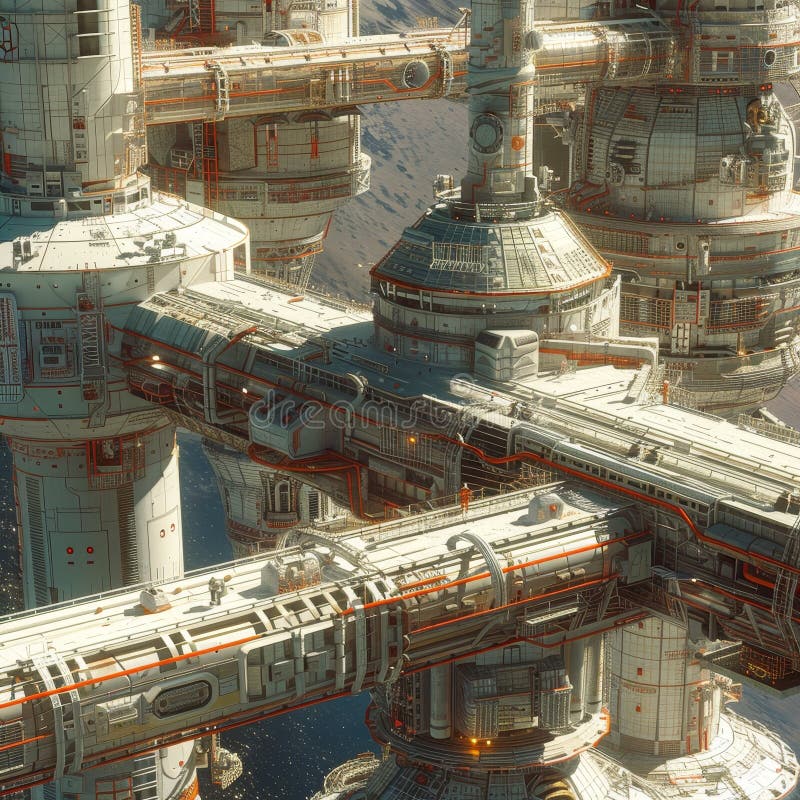 Futuristic Space Station, Industrial Structures, Advanced Technology ...